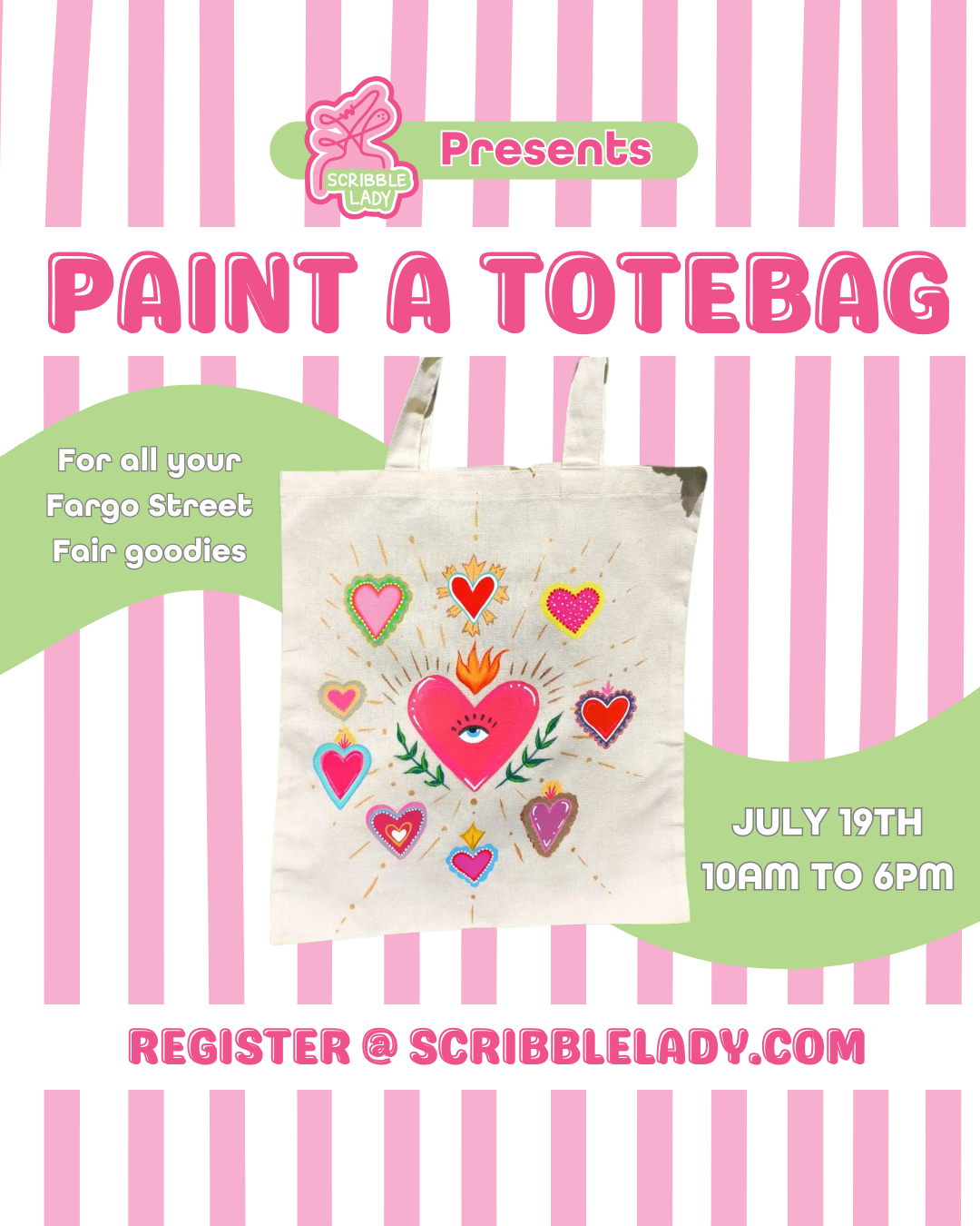 Paint Your Own Tote Bag- Fargo Street Fair Edition – Scribble Lady
